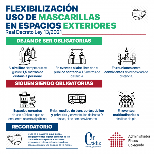 Flexibilización en el uso de mascarilla en espacios exteriores