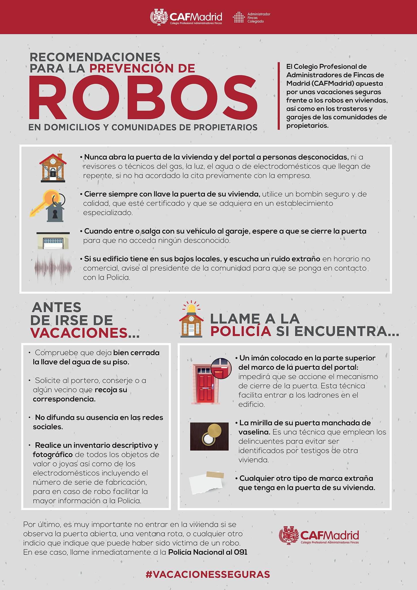 Recomendaciones para la prevención de robos en vacaciones